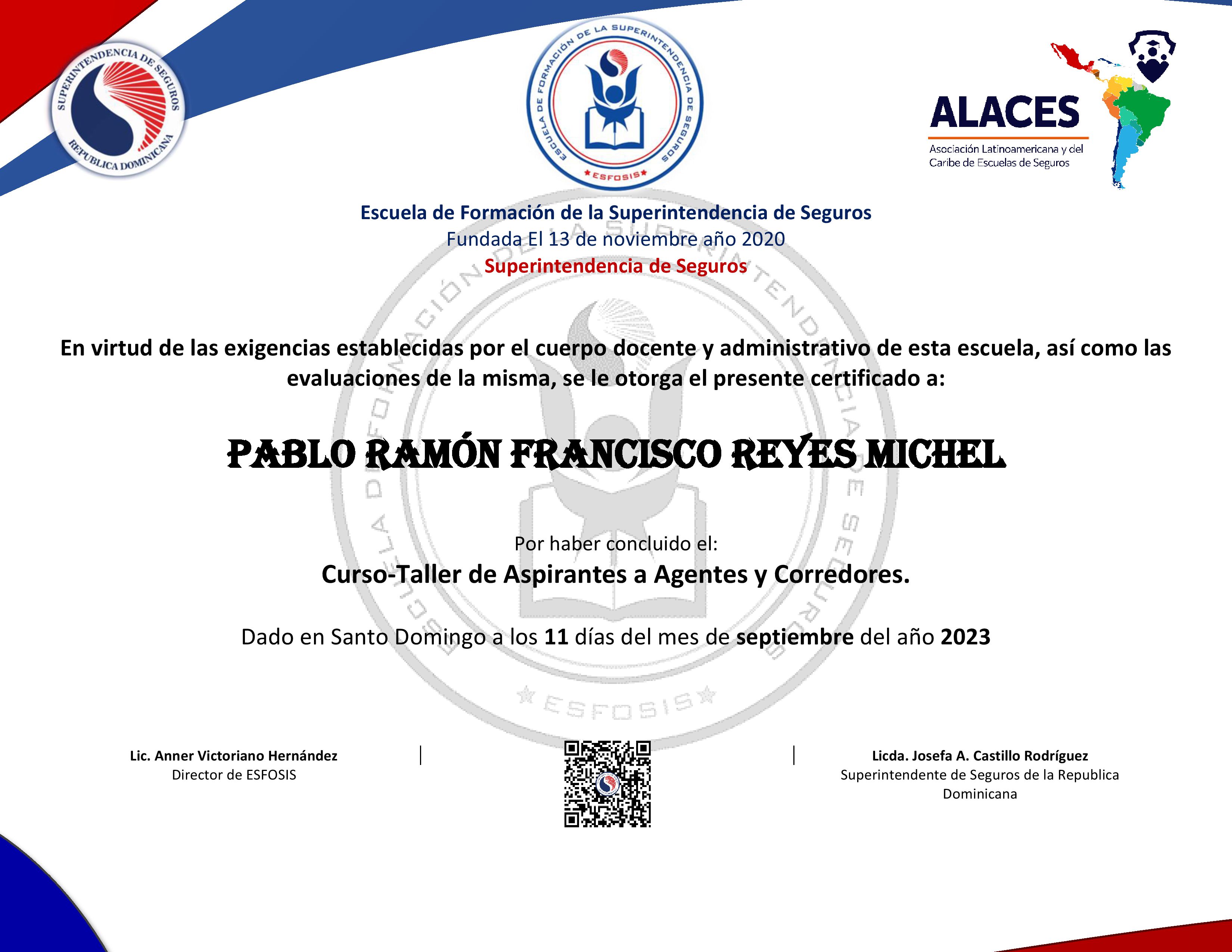 Pablo Ramón Francisco Reyes Michel – Certificados